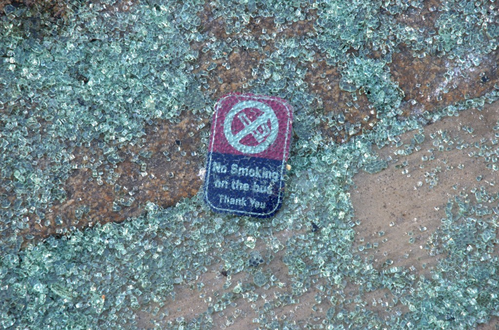 Broken bus window – John Leach